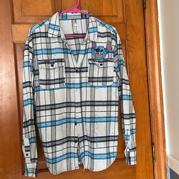 Disney | Tops | Lilo And Stitch Stitch Plaid Shirt With Decals On The ...